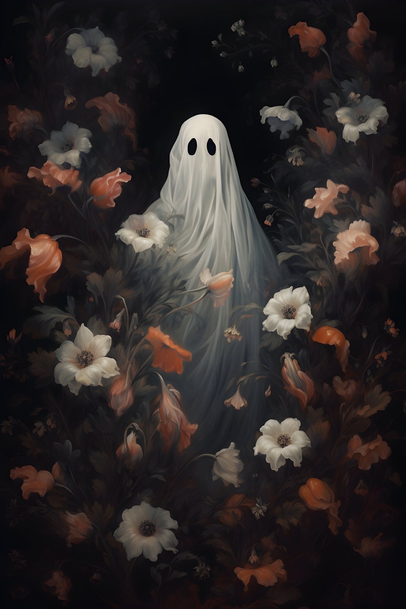 Floral Ghost Digital Print Dark Romantic Ghost Floral Ghost - Etsy