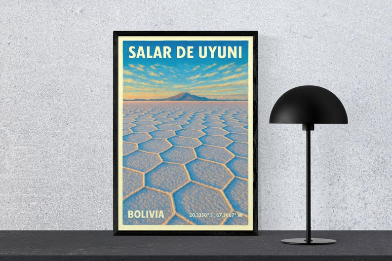 Salar De Uyuni Poster: Vintage Bolivia Wall Art, Salt Flats Travel ...