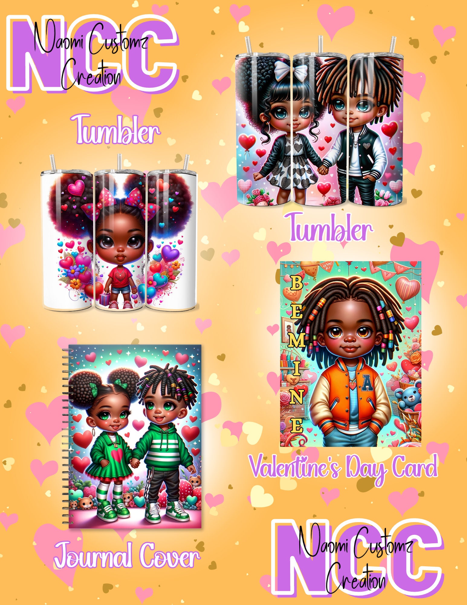 Charming African American Kids Themed Digital Bundle for Valentine's ...