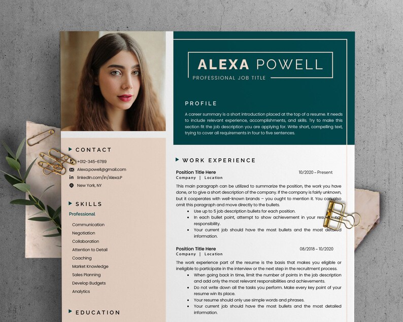 Professional Modern Resume Template Curriculum Vita CV - Etsy