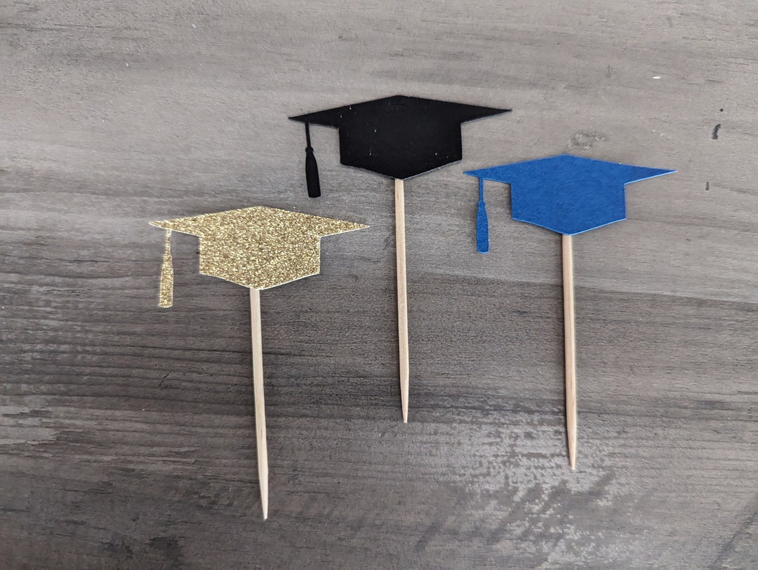 Graduation Cap Cupcake Topper, 2024 Graduate Decorations, Cap Appetizer ...