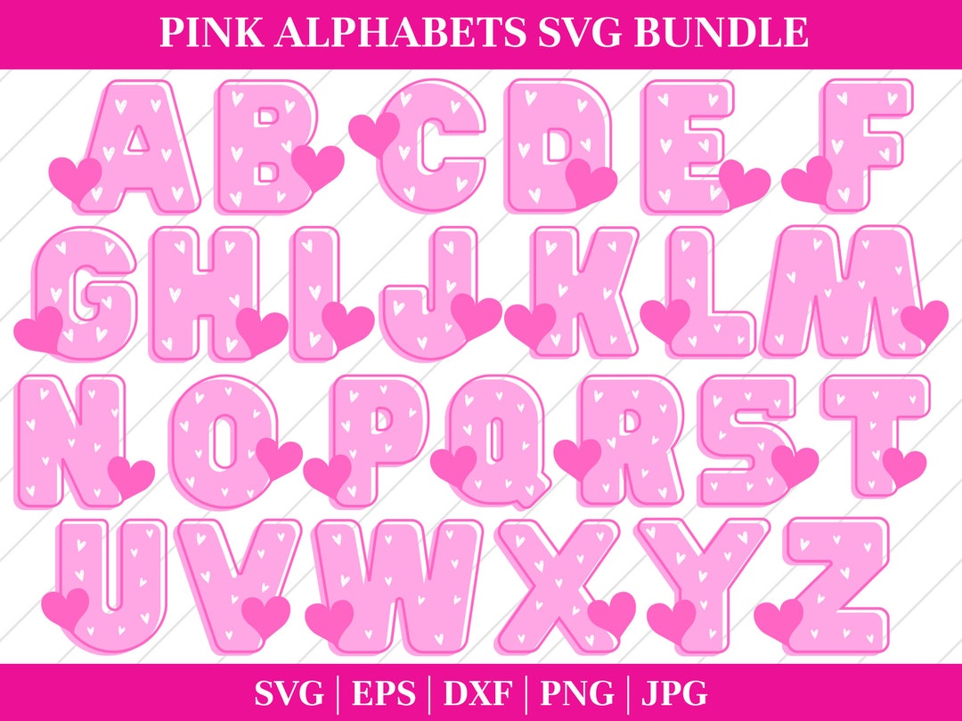 Digital Alphabet Letters Clipart-pink Heart Patterns-hearts-numbers ...