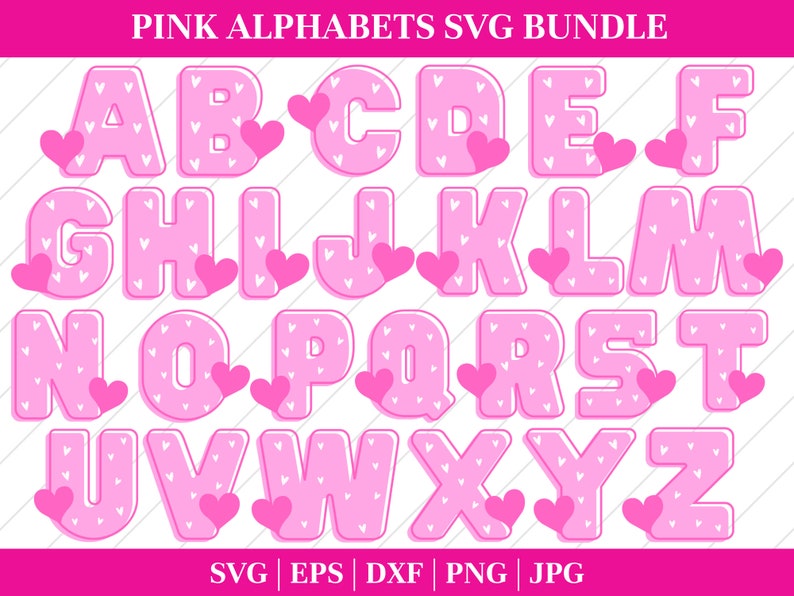 Digital Alphabet Letters Clipart-pink Heart Patterns-hearts-numbers ...