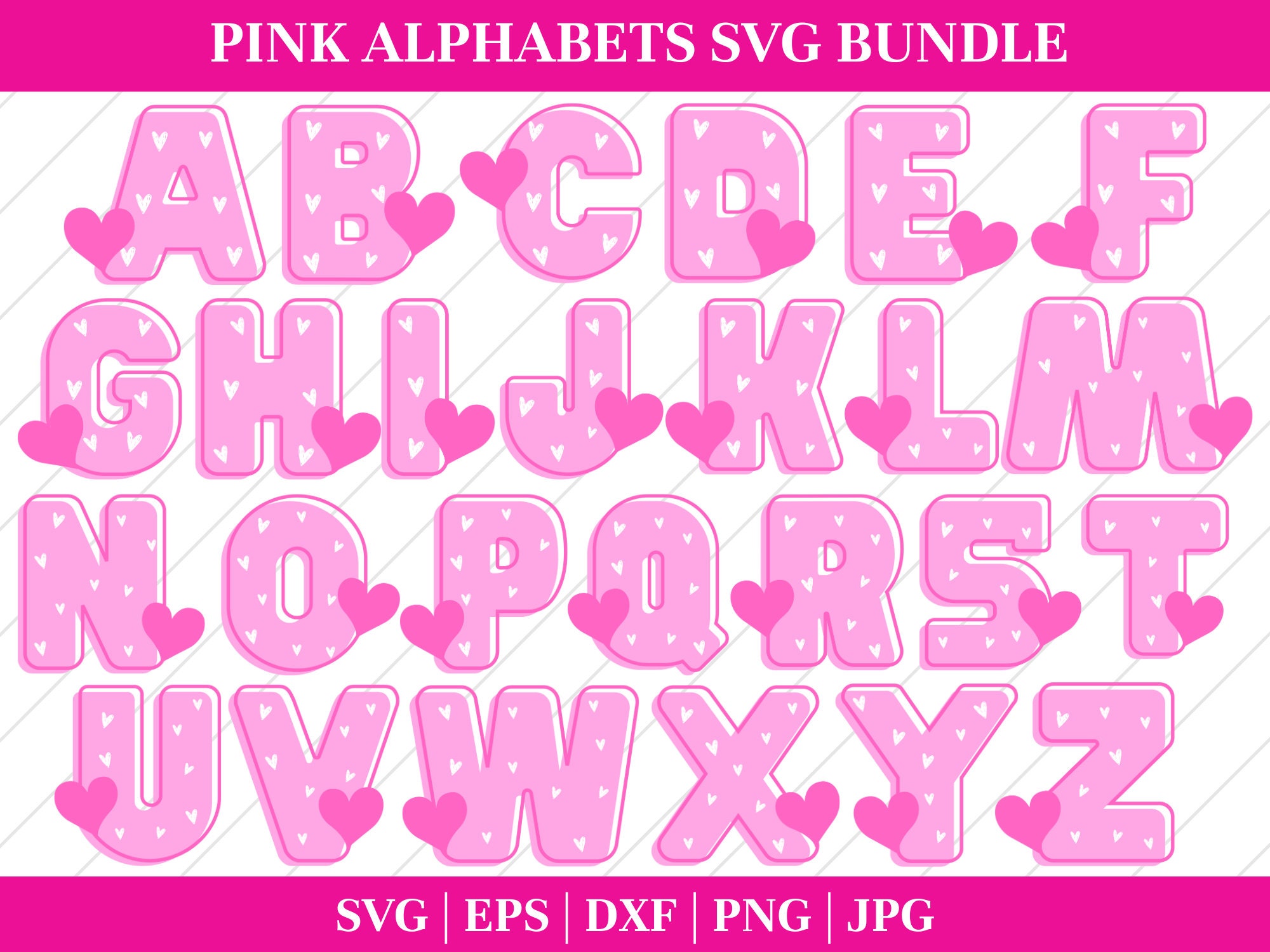 Digital Alphabet Letters Clipart-pink Heart Patterns-hearts-numbers ...