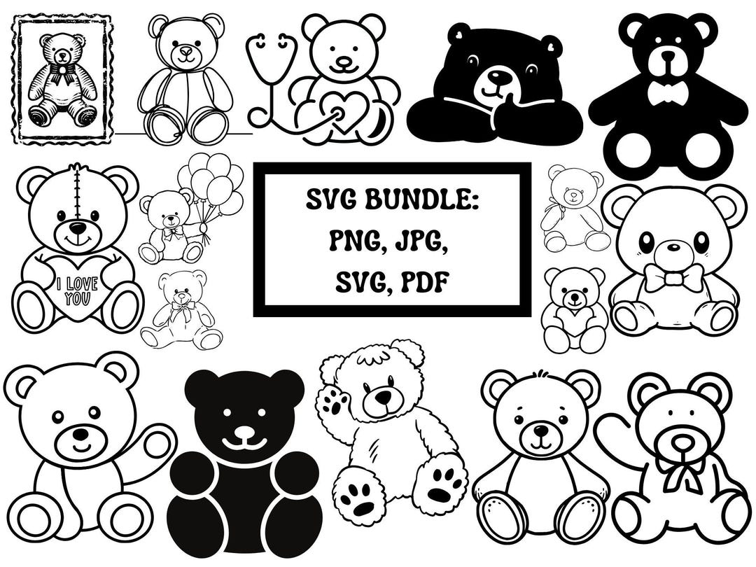 Teddy Bear Outline, Teddy Bear Svg, Teddy Bear Png, Bear Cricut, Bear ...