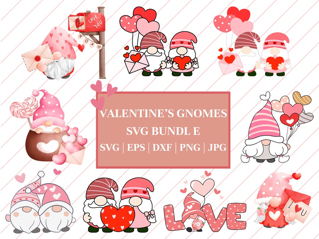 Valentine Gnomes Layered SVG Bundle, Layered Gnomes Svg, Valentine's ...