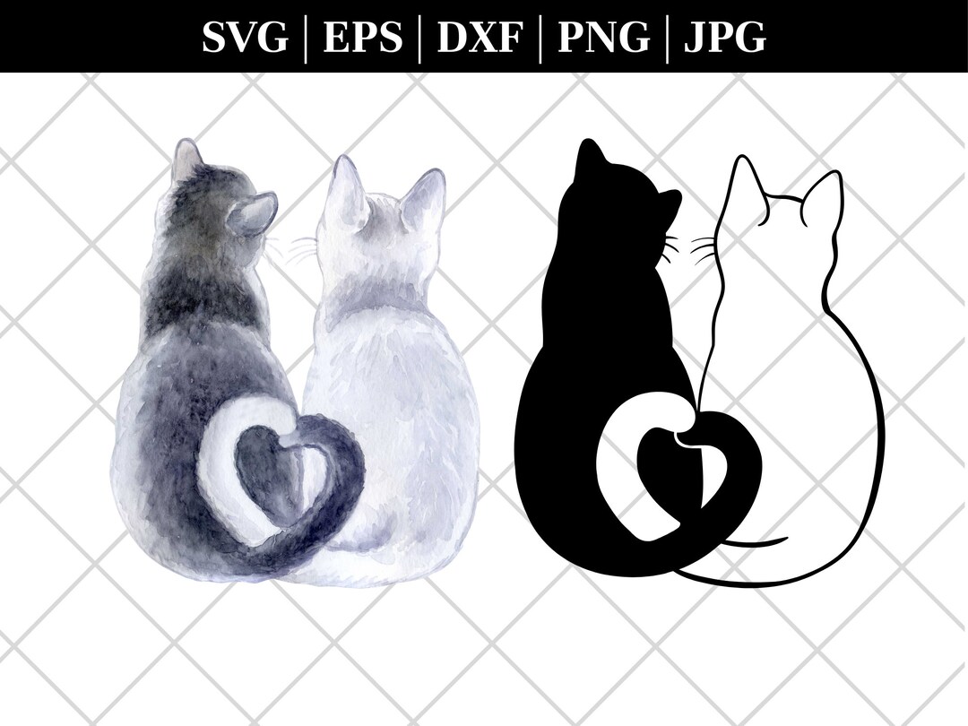 Back Sitting Cats, Back of Cats Silhouettes, Cats Sitting Back SVG ...
