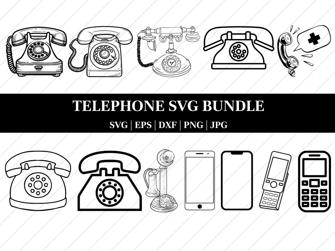 Telephone SVG Bundle Cell Phone SVG, Phone Clipart, Mobile Cut File ...