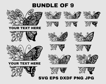 Split Butterfly SVG, Monogram Frame SVG Cut Files, Svg Vinyl Design ...