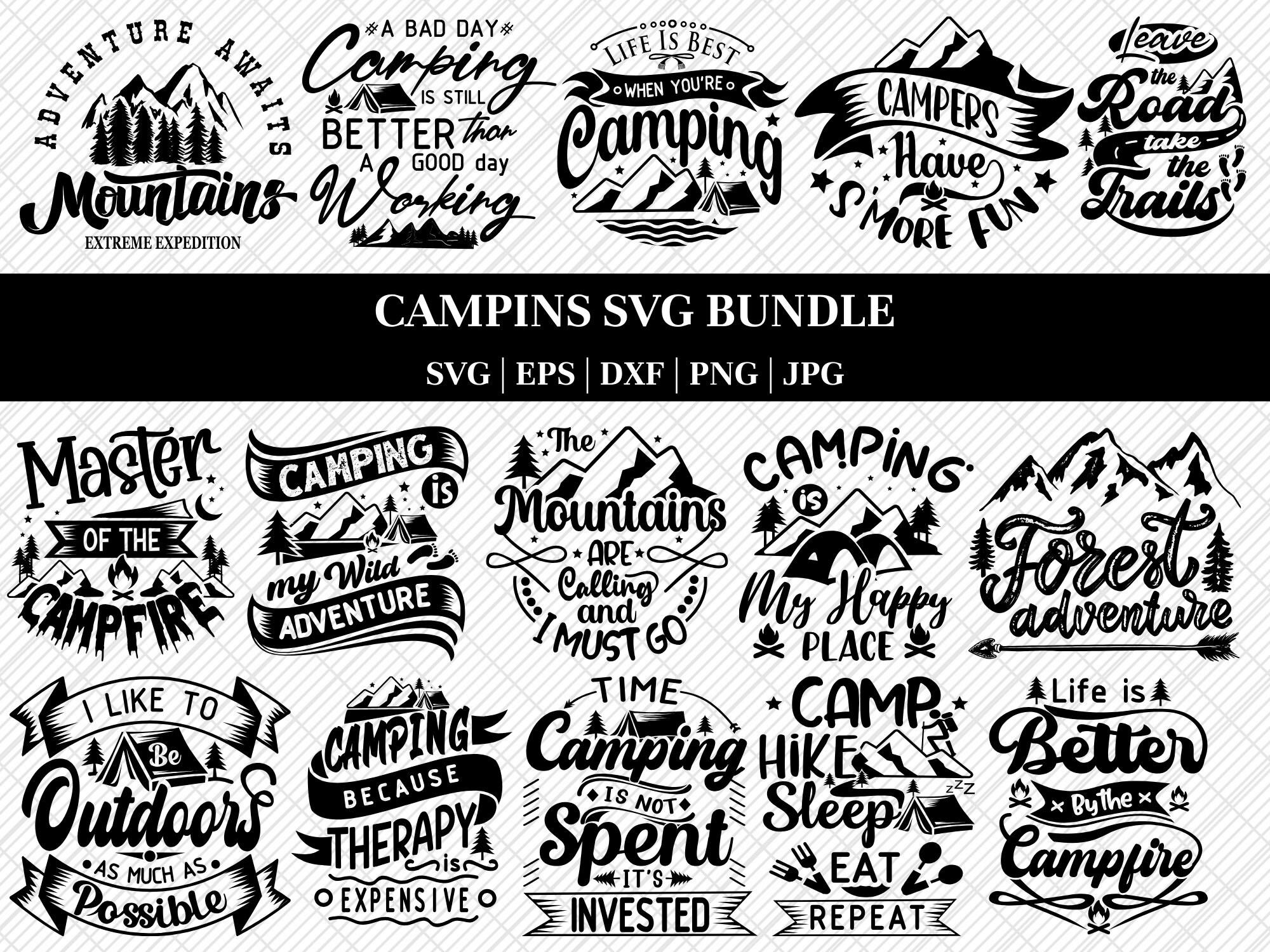Camping SVG Bundle, Camp Life Svg, Camp SVG, Camper Svg, Campfire Svg ...