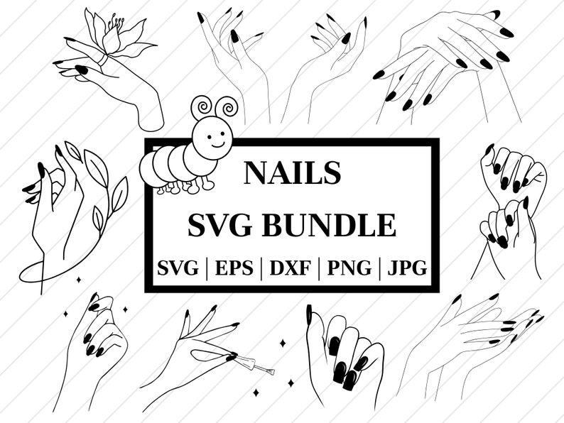 Nail Tech SVG Bundle, Nail Artist SVG Cut File, Girl Hand Svg, Nail Art ...