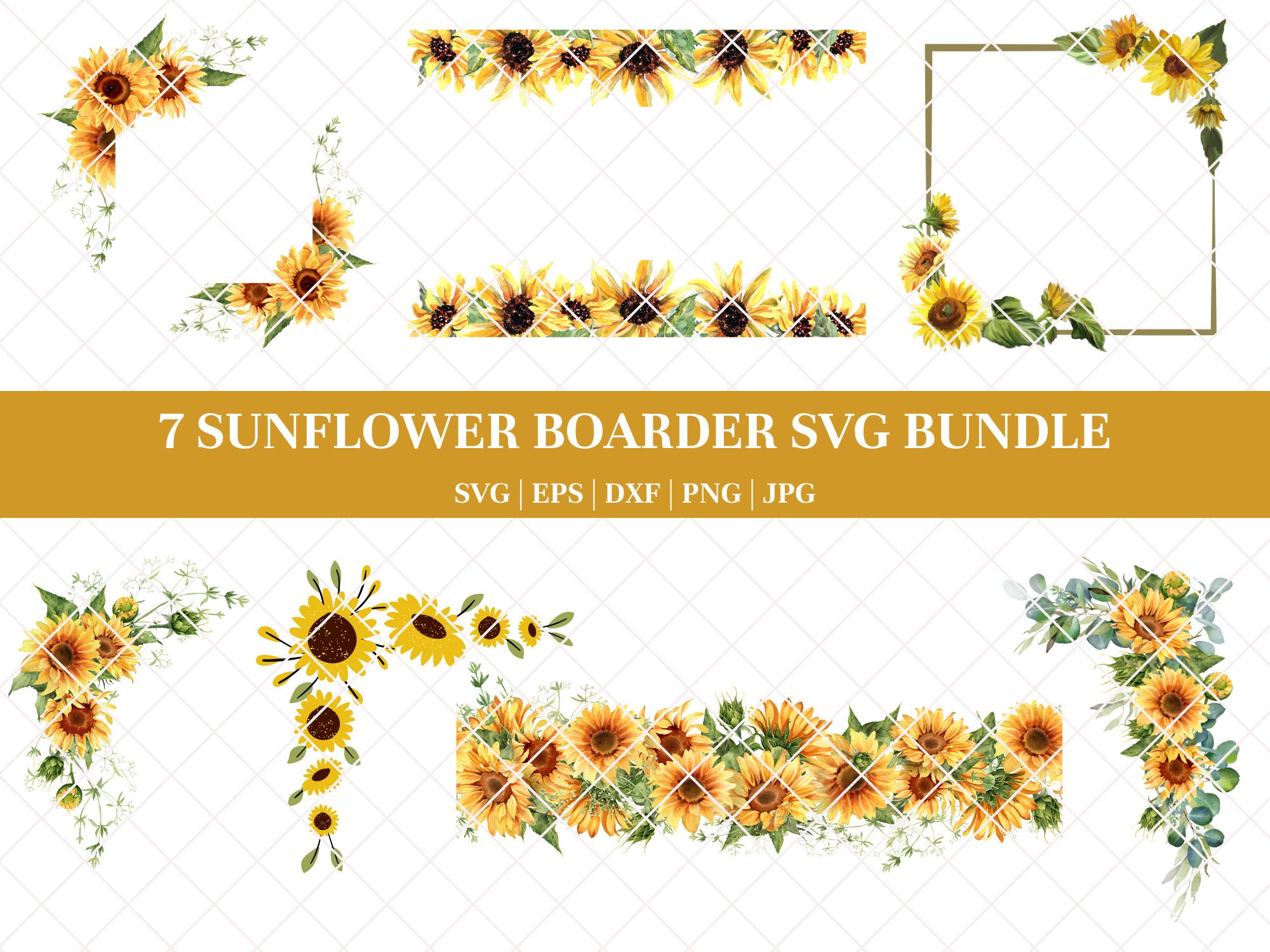 Sunflower Svg Bundle, Sunflower Frames Svg Bundle, Sunflower SVG ...