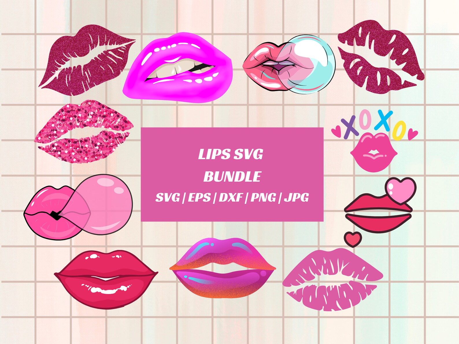 Lips Svg Bundle Pink Lips Png Bundle Kiss Svg Lips Print Svg Pink Lips ...