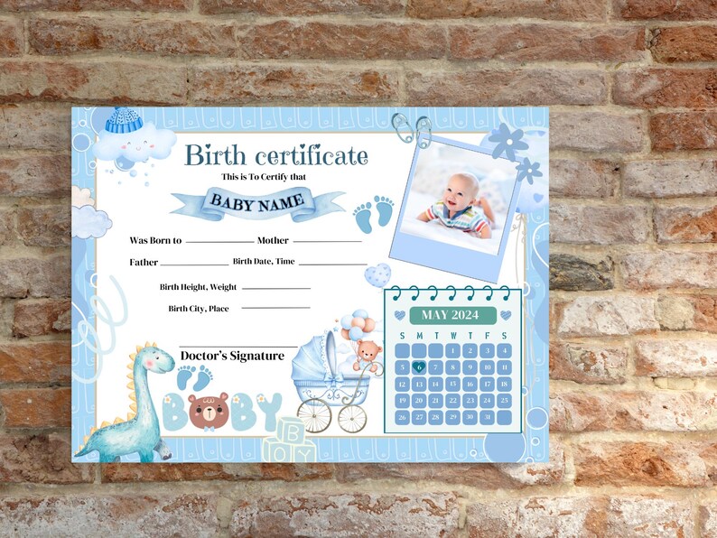 Printable Birth Certificate, Girl Floral Birth Certificate With ...