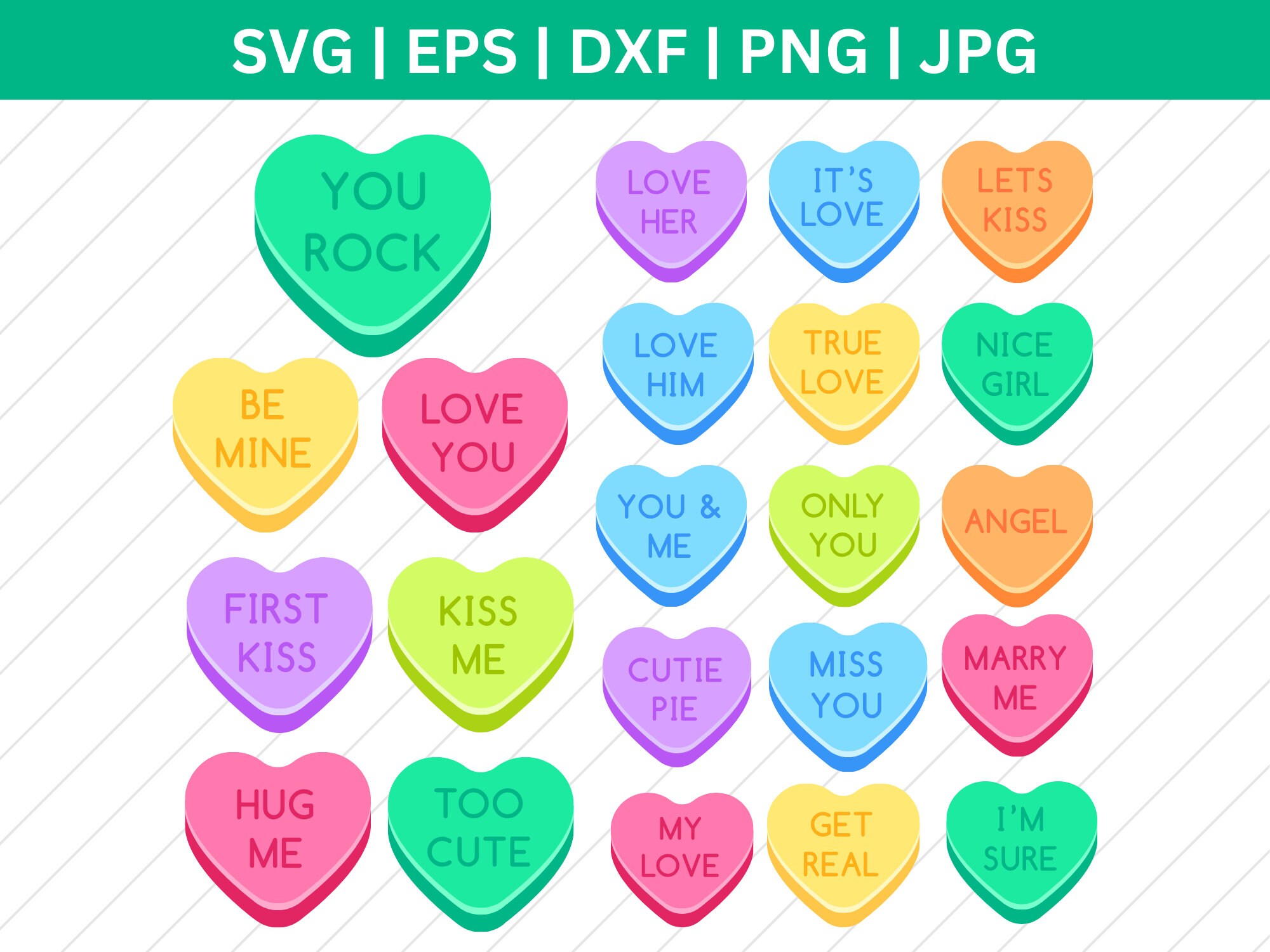Candy Heart SVG, Candy Heart Png, Candy Hearts Svg, Candy Heart Clipart ...