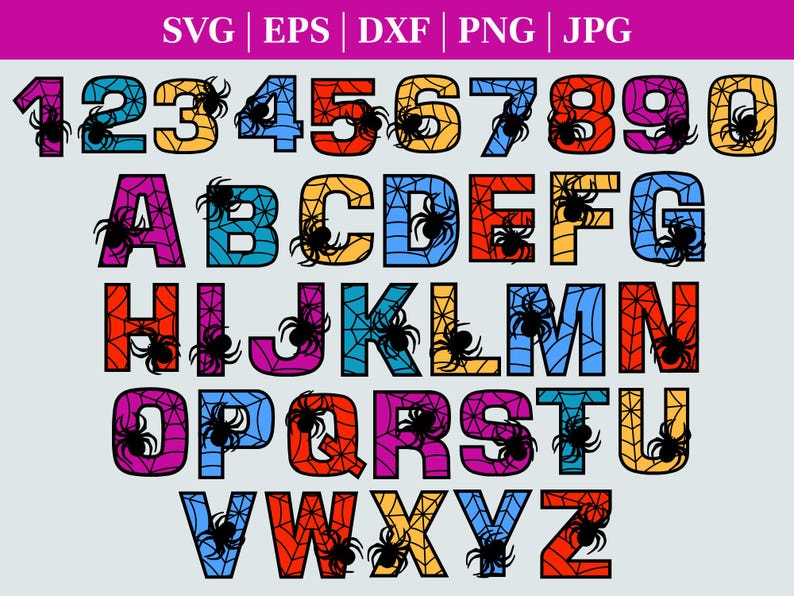 Spider Hero Font SVG, Spider Alphabet Doodle SVG, Superhero Font Svg ...