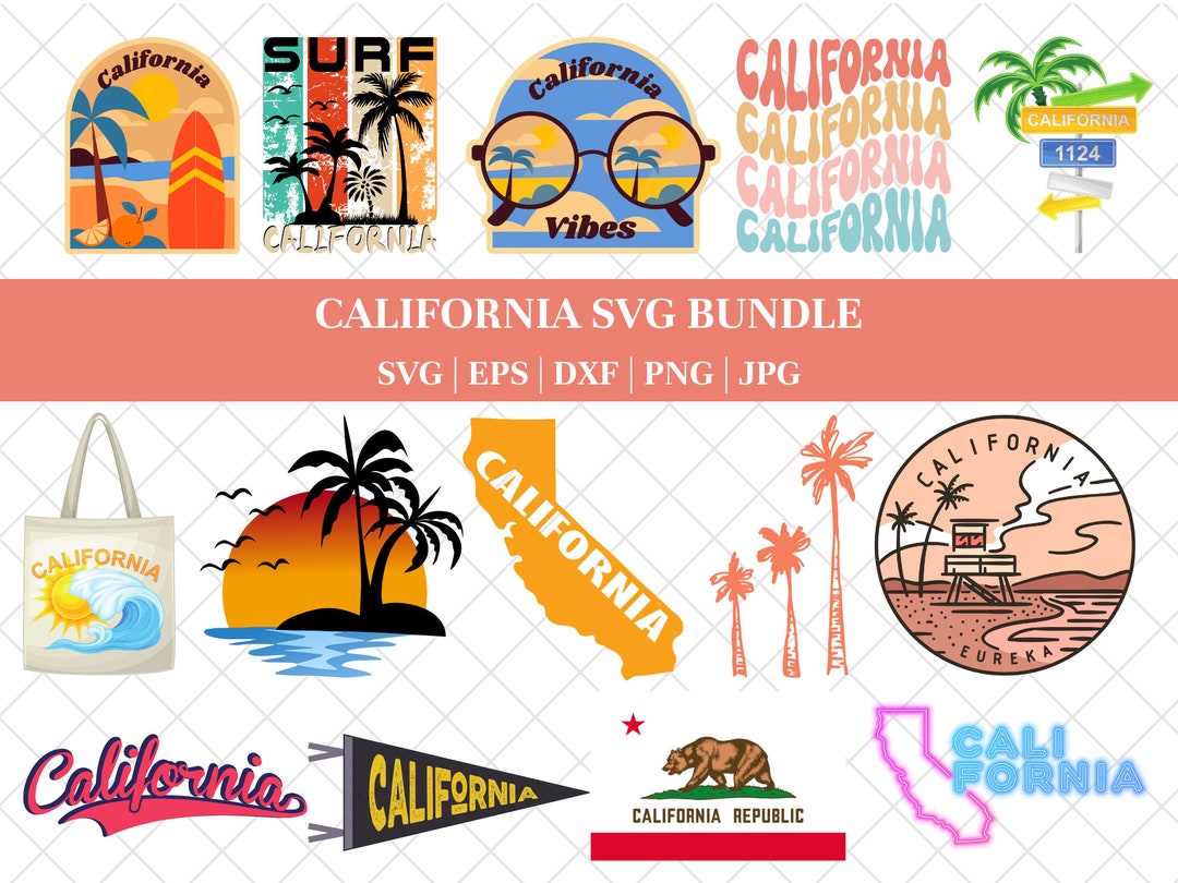 California Svg Bundle, California Png, Digital California Map Files for ...