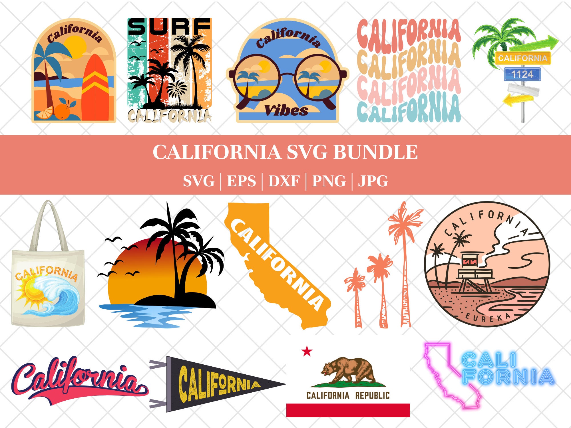 California Svg Bundle, California Png, Digital California Map Files for ...