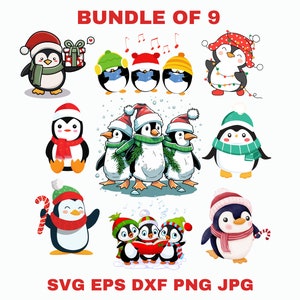 Christmas Penguins Clipart Clip Art Set of Penguins, Holiday Penguins ...