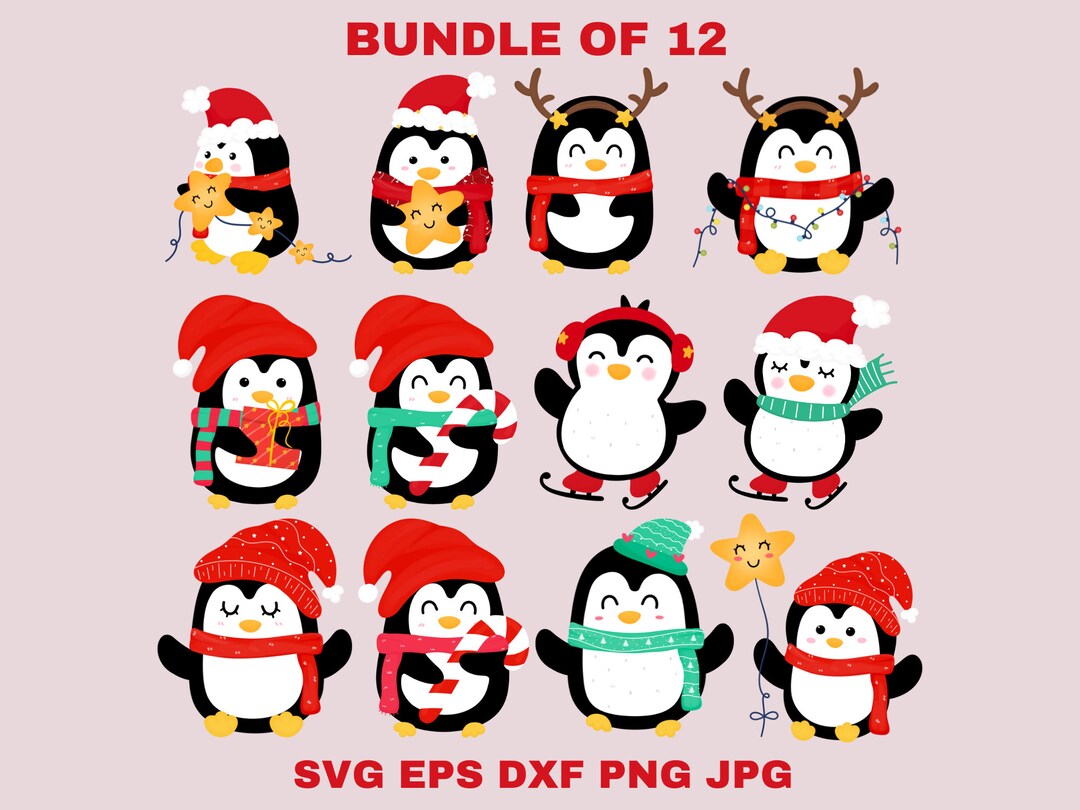 Christmas Penguin Clipart Bundle Cute Penguin Winter Clipart Baby ...