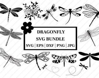 Dragonfly SVG Bundle, Insect Svg, Dragonfly Vector, Dragonflies, Wings Cut File, Dragonfly PNG ...