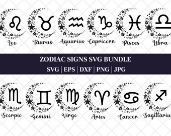 Zodiac Signs SVG Bundle, Zodiac Constellation Svg, Astrology, Horoscope ...