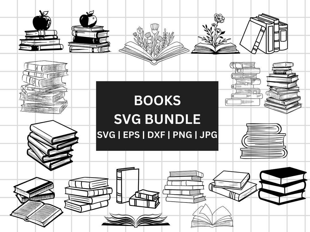 Books SVG Books SVG Bundle Books Silhouette Books Cut File Book Club ...