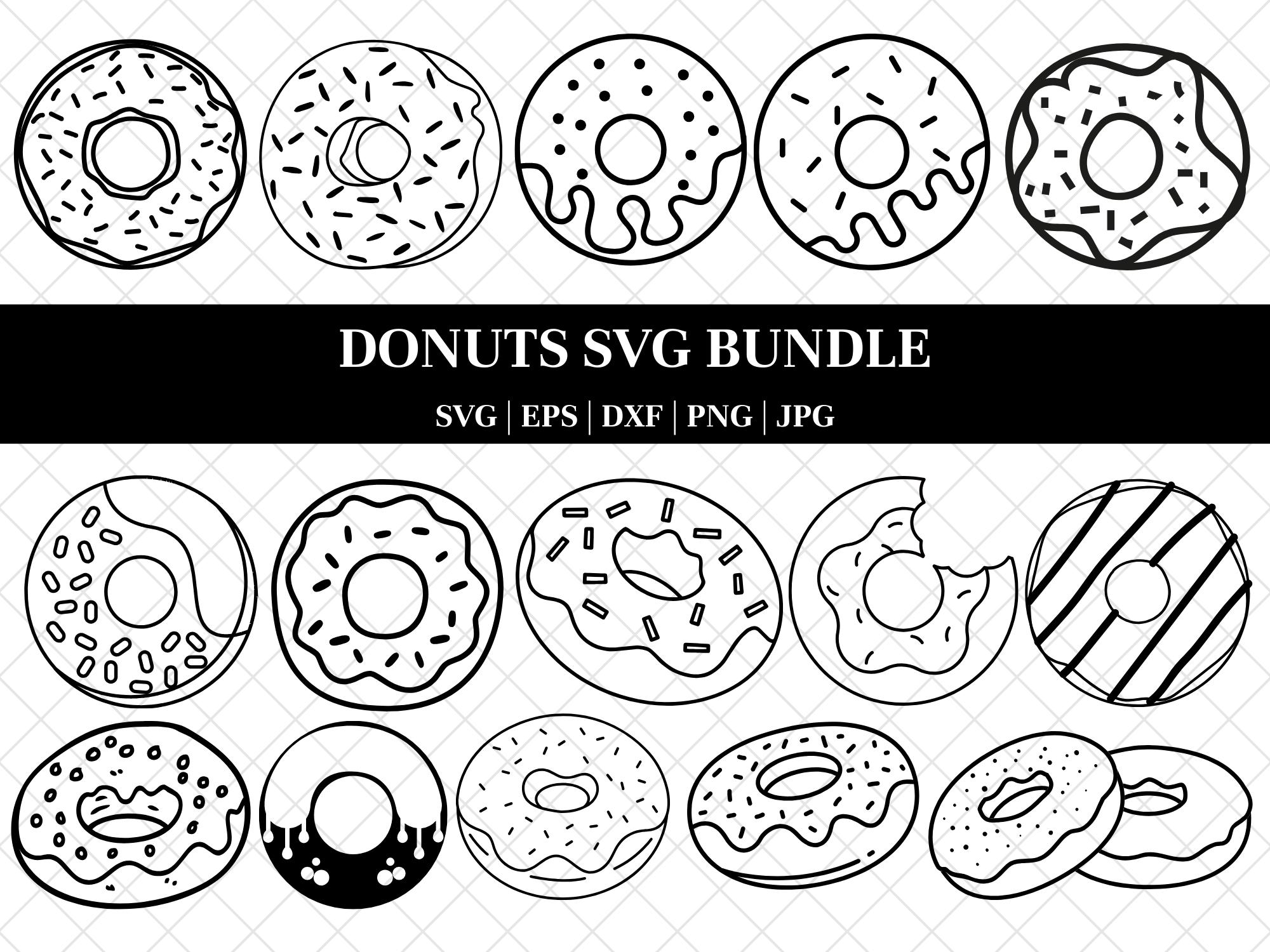 Donut Outline SVG, Donut Digital File, Donut Doodle, Donut Cut File ...