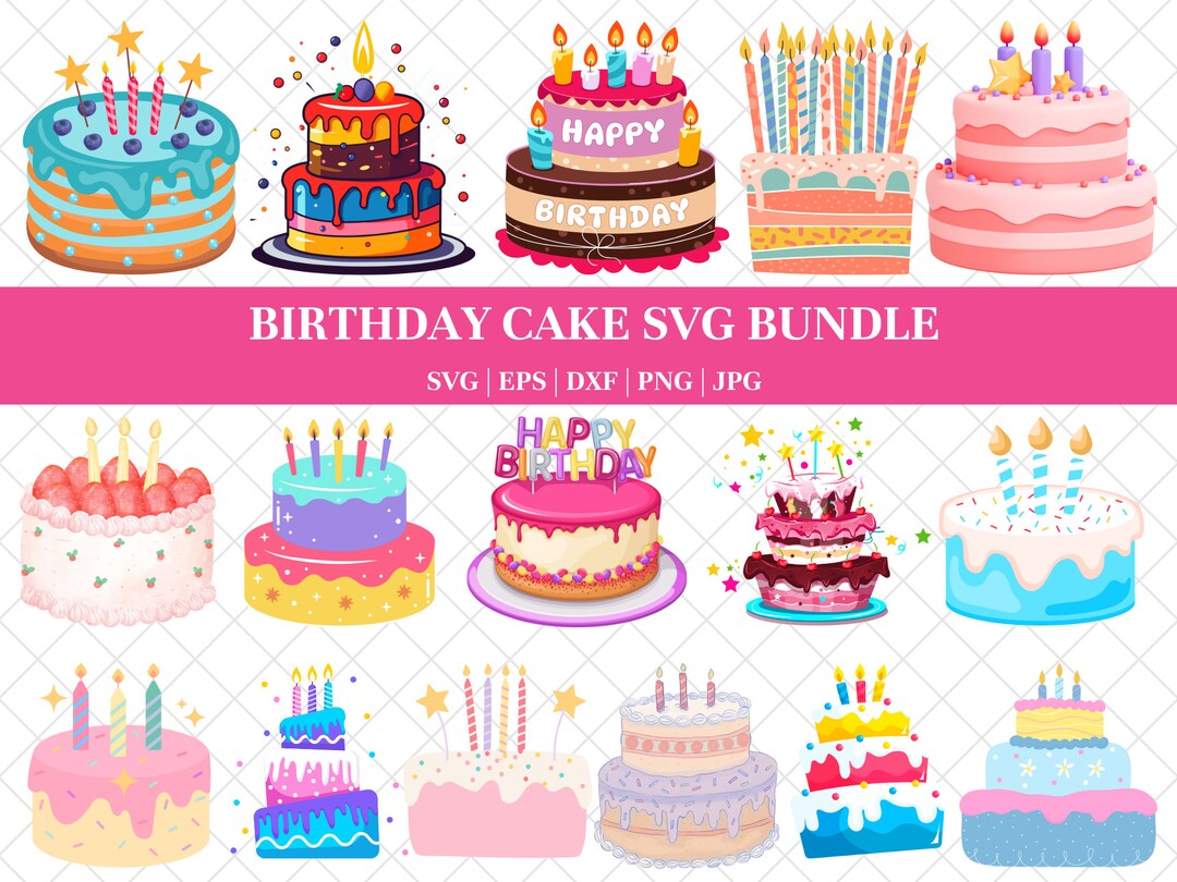 Cake SVG Bundle, Cupcake Svg, Birthday Cake Svg, Cake PNG Bundle, Cake ...