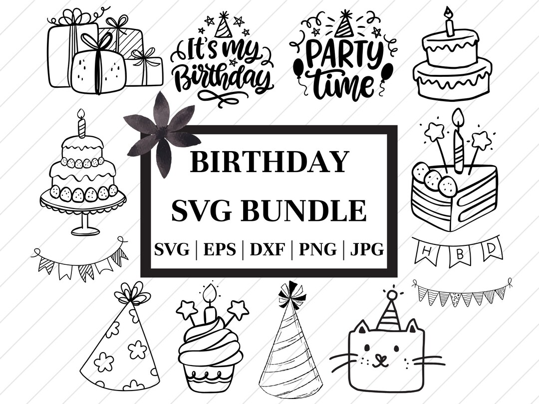 Birthday Doodle SVG Bundle, Birthday SVG, Birthday Girl Svg,birthday ...