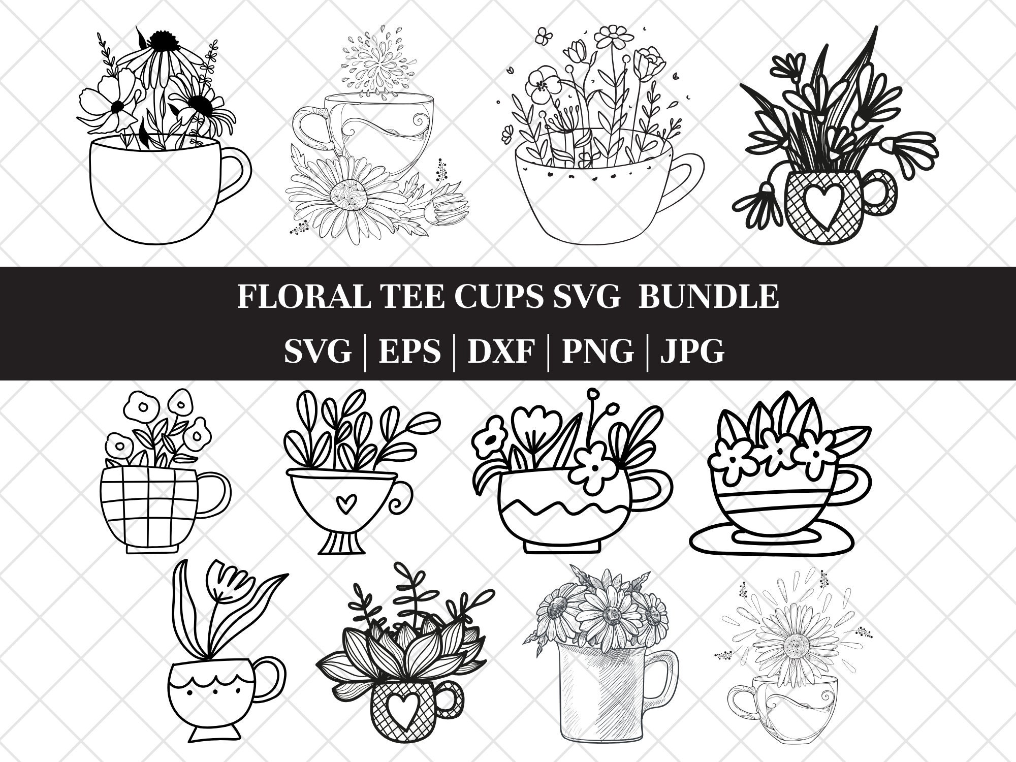 Floral Teapot Svg Teacup Svg Tea Pot Flowers Svg Clipart Svg Png Dxf ...