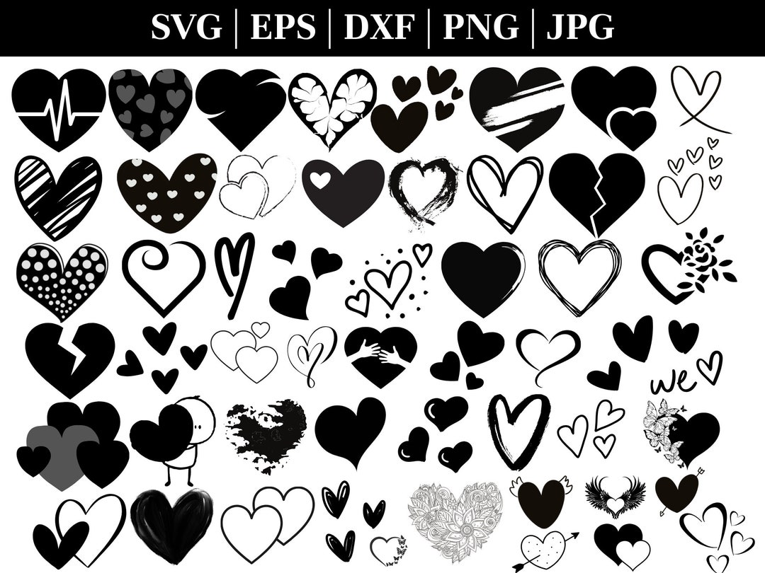 Heart Svg Bundle, Heart Svg Designs, Hand Drawn Heart Svg, Open Heart ...