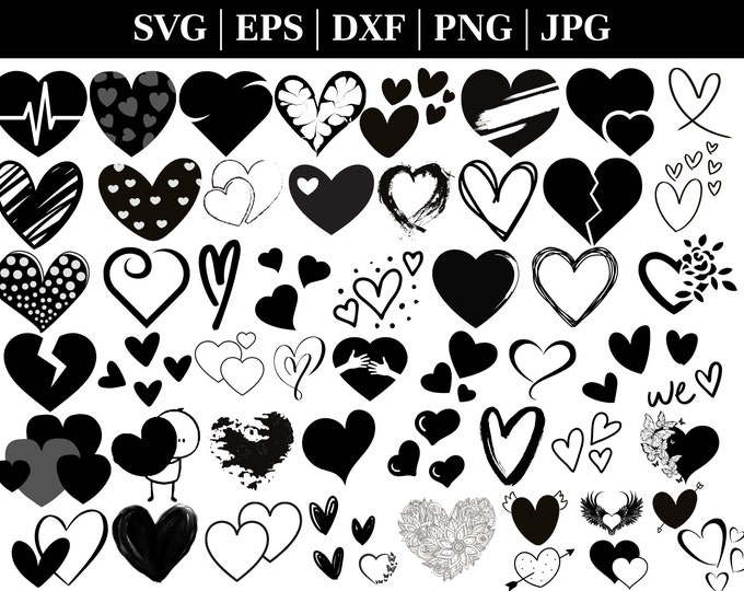 Paquete de svg de corazón, 200 diseños de svg de corazón, svg de ...