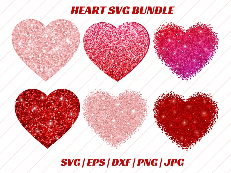 Glitter Hearts Clipart Set Clip Art Set of Hearts, Glittery Hearts ...