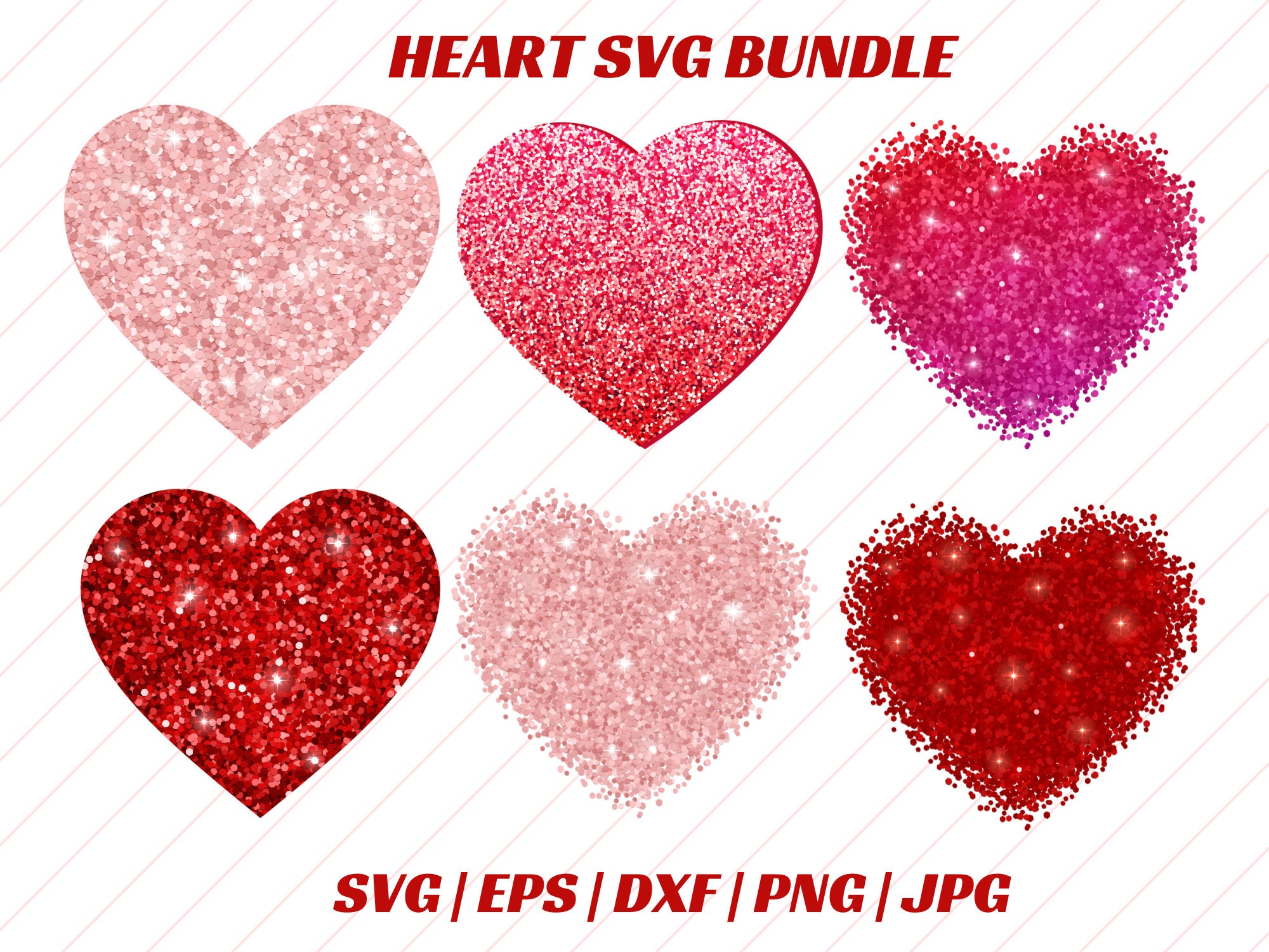 Glitter Hearts Clipart Set Clip Art Set of Hearts, Glittery Hearts ...