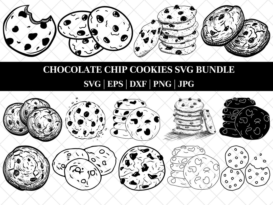 Chocolate Chip Cookie SVG Files Choc Chip Cookies SVG Cut Files Cookie ...