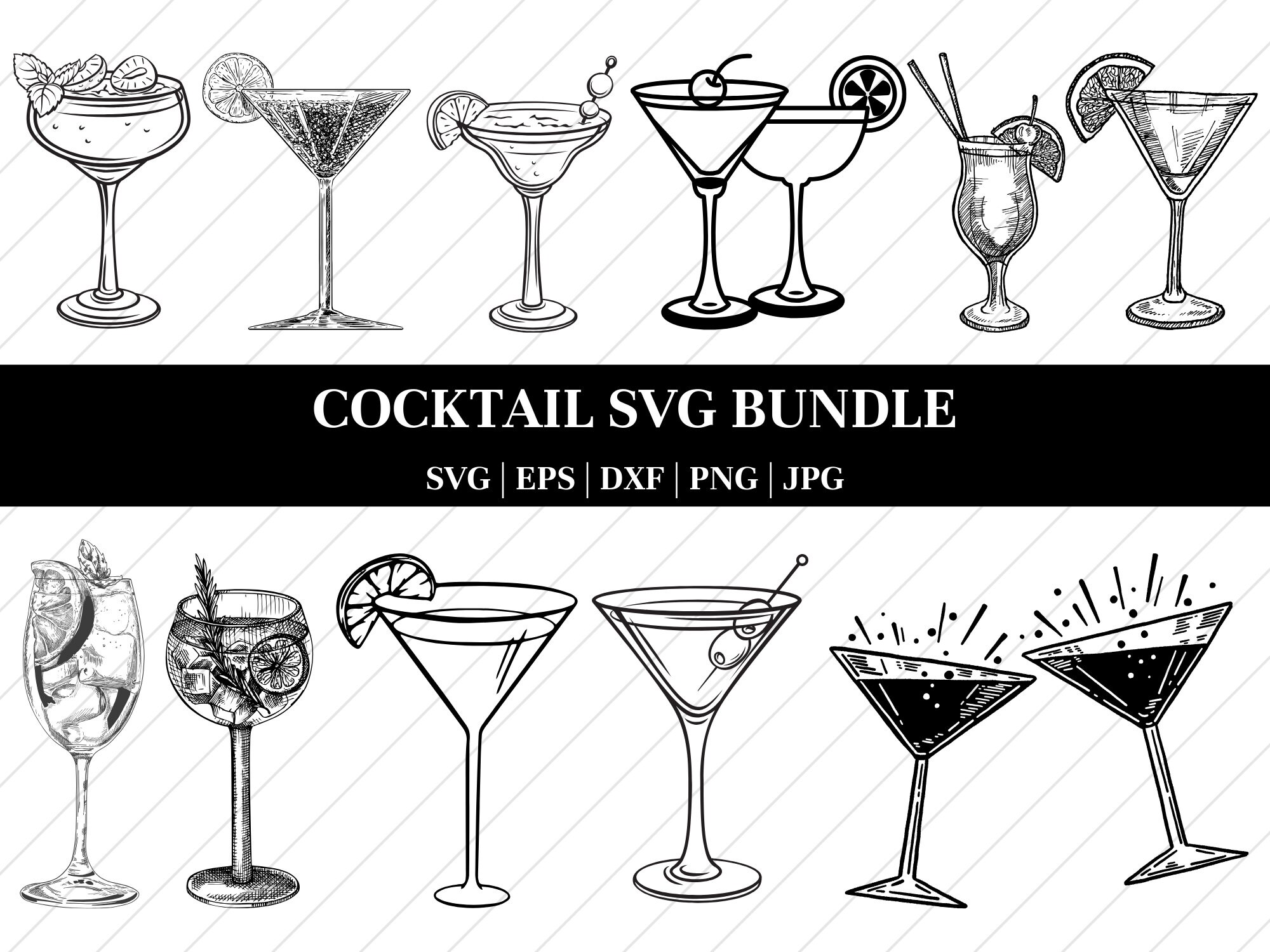 Cocktails SVG, Cocktail Party SVG, Cocktail Clipart, Drinks SVG ...