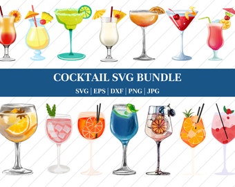Cocktails SVG, Cocktail Party SVG, Cocktail Clipart, Drinks SVG ...