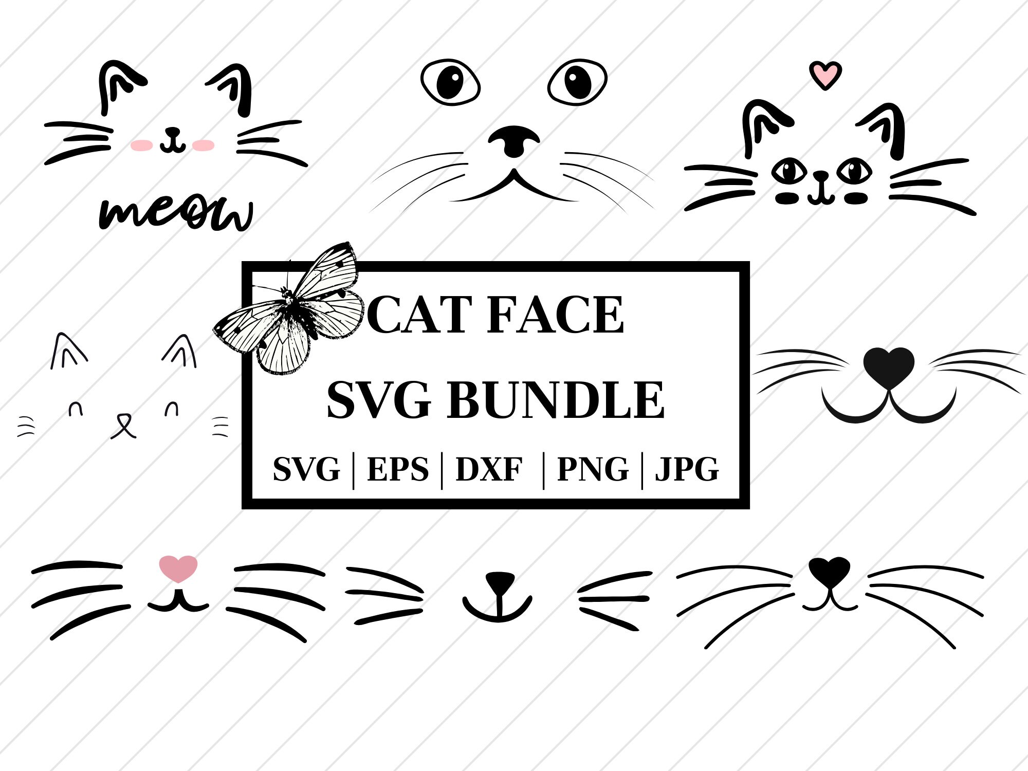 Cat Face instant Digital Download Svg, Png, Dxf, and Eps Files Included ...