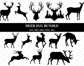 Deer SVG Bundle, Deer Hunting SVG, Deer Png, Deer Vector, Deer Cut Files, Deer Head Svg, Deer ...