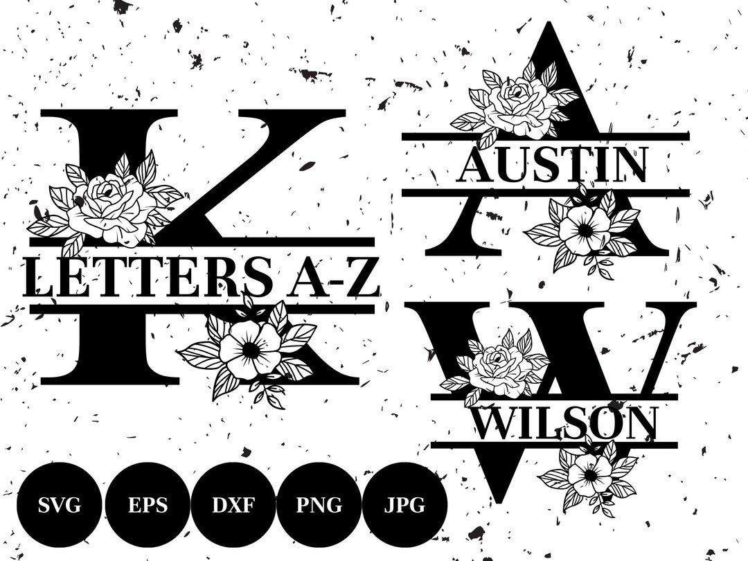 Floral Monogram SVG Bundle, Split Monogram, Last Name Svg, Initial ...