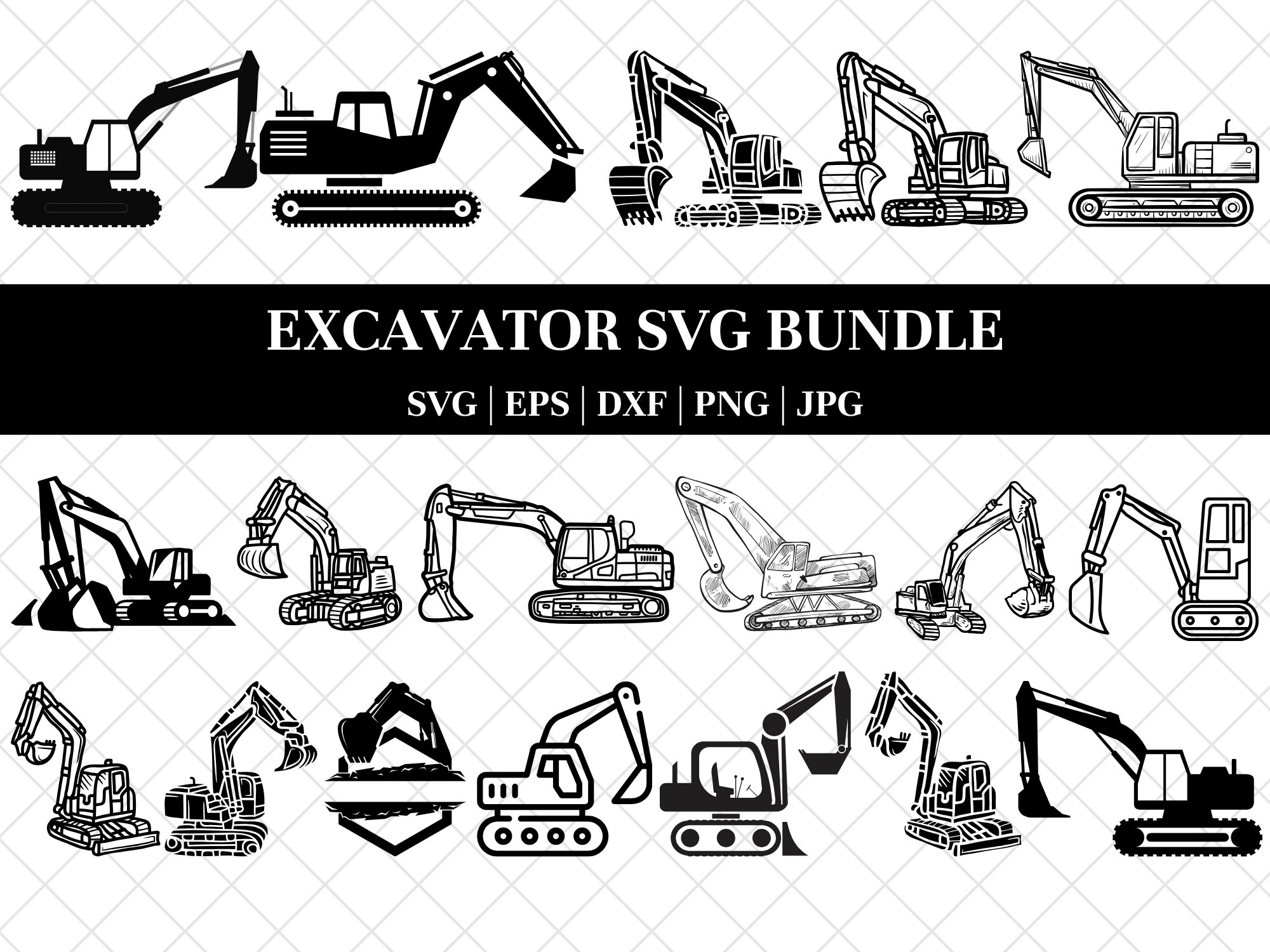 Excavator Svg Excavator Clipart Excavator Cutfile Excavator Png Heavy ...