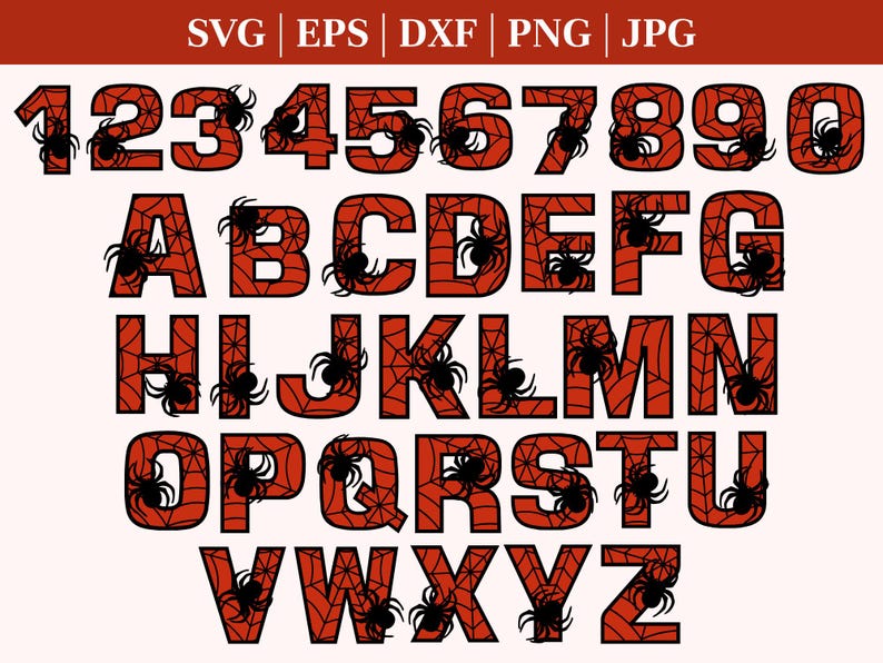 Spider Hero Font SVG, Spider Alphabet Doodle SVG, Superhero Font Svg ...