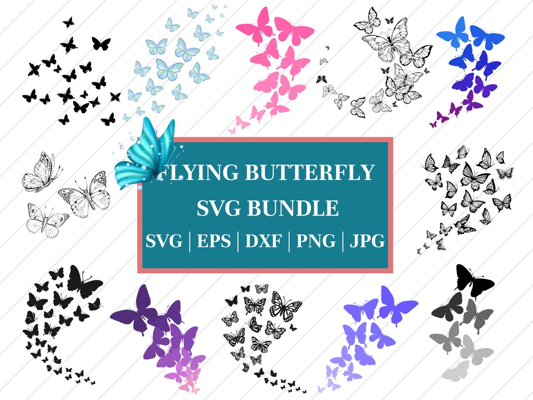 Flying Butterflies Svg Bundle, Butterfly Svg, Butterfly Design Layout ...