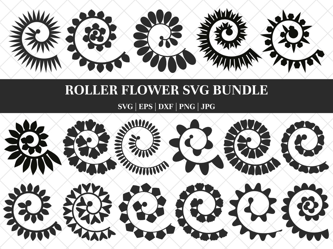Flower SVG, Paper Flower & Leaf SVG Bundle, Rolled Flower Svg Template ...