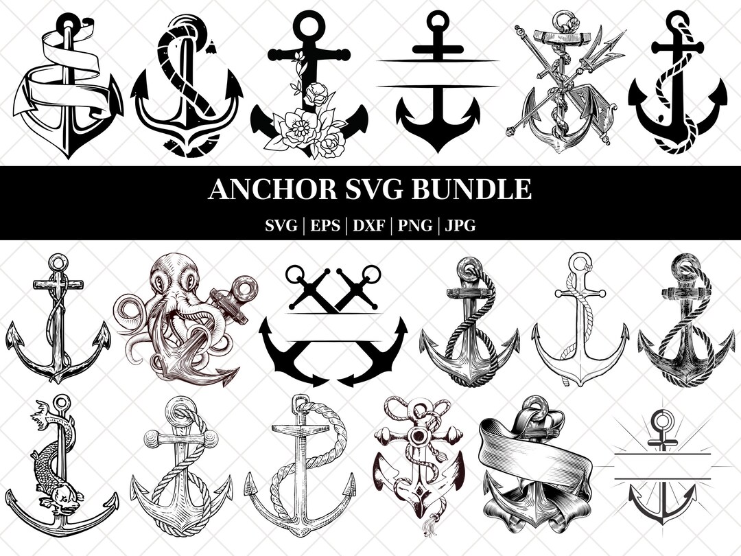 Anchor SVG Bundle, Split Anchor Rope SVG, Anchor Frame SVG, Anchor ...