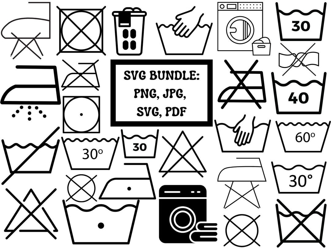 Laundry Symbols Svg Bundle, Laundry Svg, Laundry Sign Svg, Laundry ...