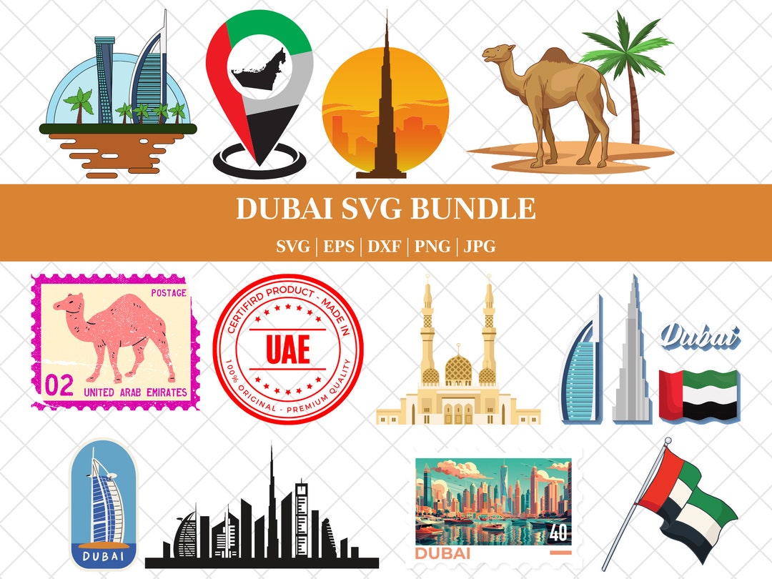 DUBAI SVG, uae svg, árabe svg, burj khalifa svg, dubai paisaje urbano ...