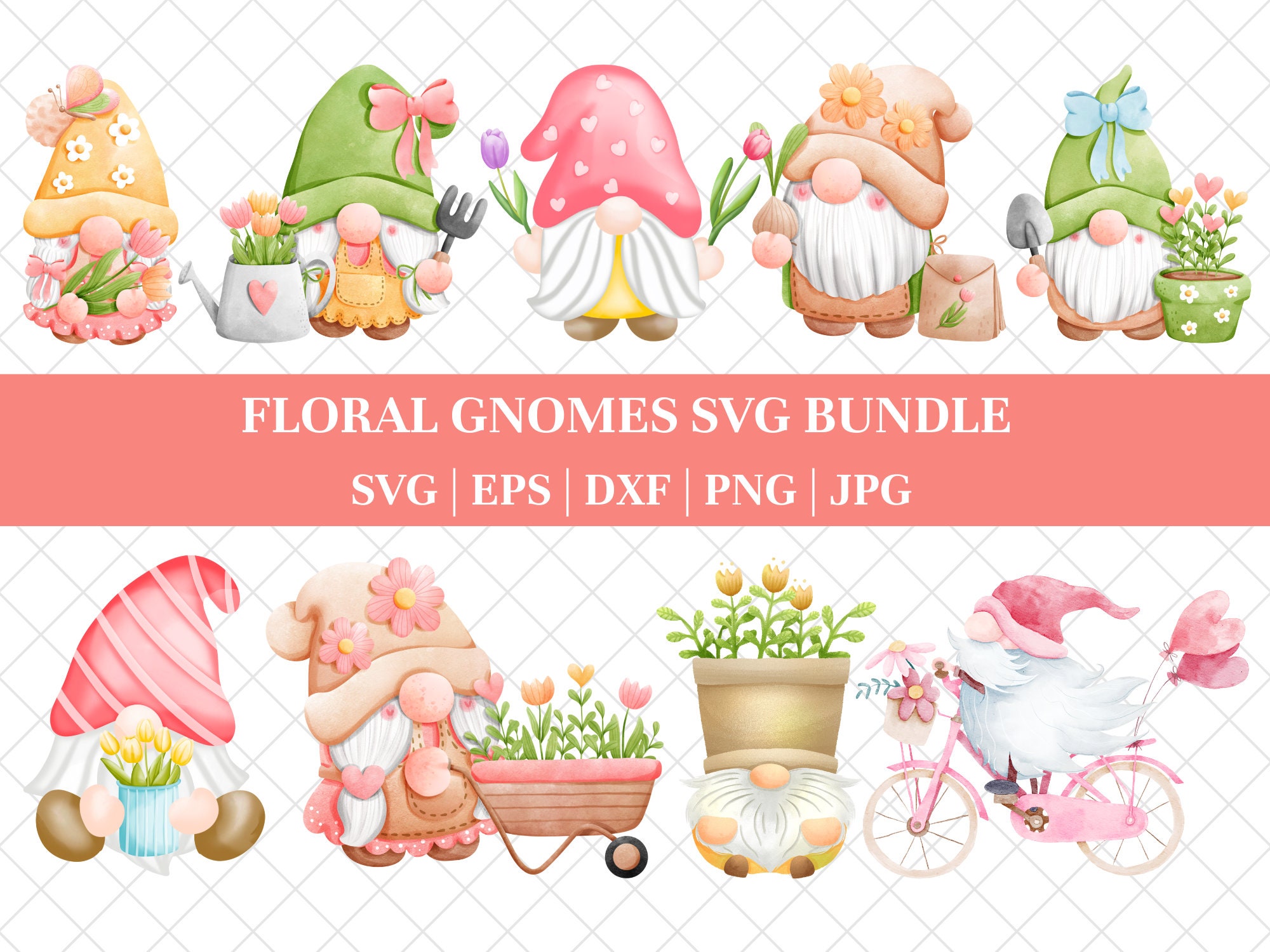 Spring Gnome Svg Garden Gnomes Svg Daisy Spring Gnomes Svg Gnomes ...