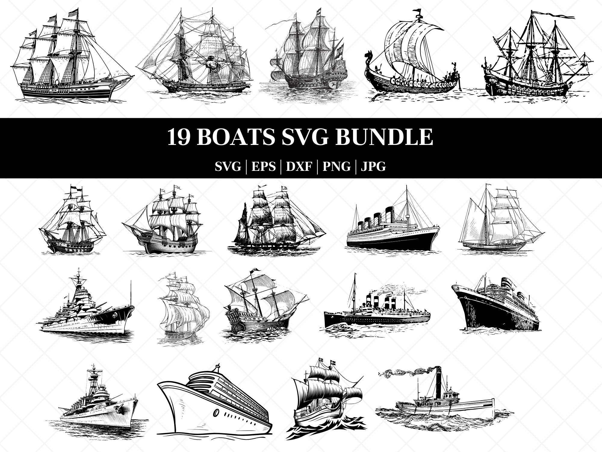 Boat SVG Bundle, Sail Boat Svg, Ship Svg, Speedboat Svg, Cruise Ship ...